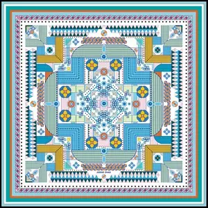 JESSIE ZHAO NEW YORK Silk Scarf With Reconstruction With Shapes - Blue