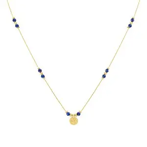 OLIVIA LE Journey Lapis Lazuli Beaded Necklace With Coin - Gold