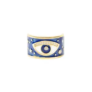 LES REINES Eye Of The Istanbul Evil Eye Ring 24k Gold Plated - Blue