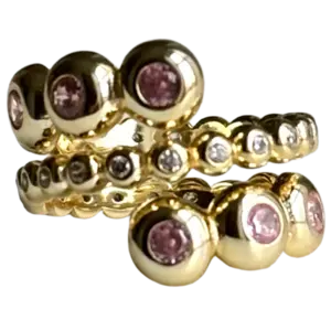 LAURA GRAY Gilt Sterling Bezel Crystal Ring - Pink
