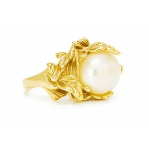UNALOE Lumina Ring -plated With Natural Pearl - Gold