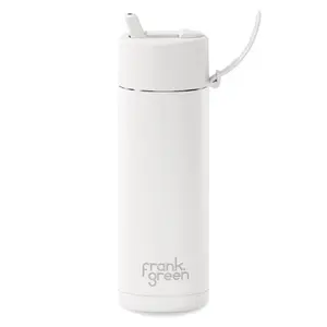 FRANK GREEN 20oz Stainless Steel Ceramic Reusable Bottle Cloud With Flip Straw Lid - White
