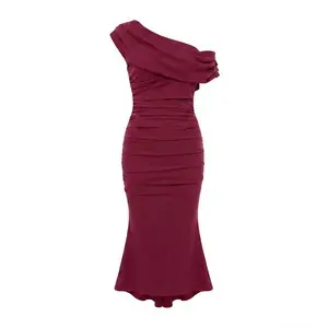 ATOM LABEL Mercury Midi Dress In Wine - Red