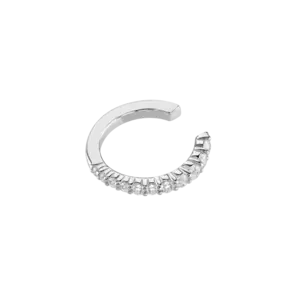 LUCY QUARTERMAINE Skinny Drip Ear Cuff With White Topaz - Silver
