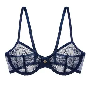 TALLULAH LOVE Urban Light Sheer Lace Underwired Bra Midnight - Blue