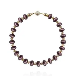 SAULE LABEL Mika Necklace With Crystal Rondelles And Gold-plated Magnetic Closure - Brown
