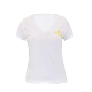 TIGER AND THE MONKEY Embroidered V-neck T-shirt - White/yellow