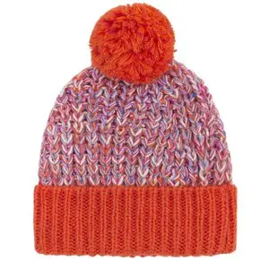 CARA & THE SKY Orange / Pink Lolly Twist Bobble Beanie Hat Orange - Orange/pink