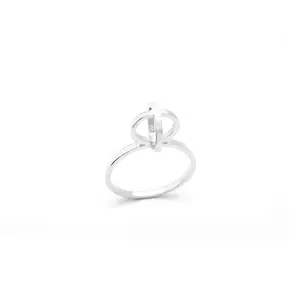 SHEIDA FARROKHI White / Silver Circle Ring Solid White Gold - White/silver
