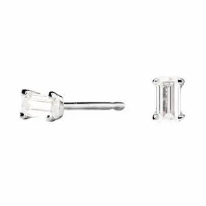 LEE RENEE Moissanite Baguette Earrings - Silver
