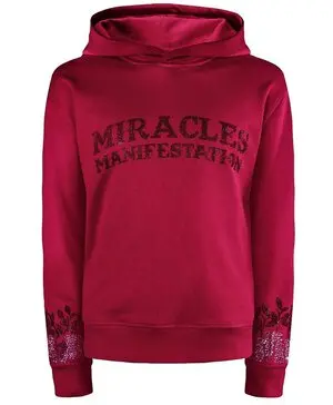 MIRACLES MANIFESTER Positive Affirmation Hoodie With Rhinestone Design