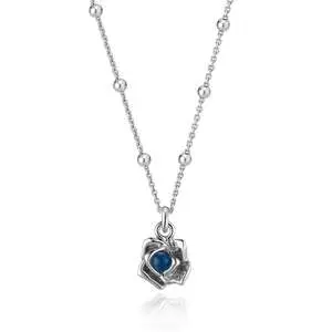 UNALOE Silver / Blue Blue Sapphire Sterling Silver Necklace – Natural Sapphire Rose Pendant, Handmade Italian Designer Jewelry - Silver/blue