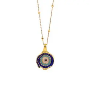 1610ISTANBUL Medusa Evil Eye Enamel Necklace - Gold