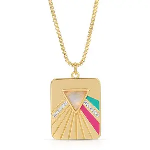GLAMROCKS JEWELRY Bright Side Necklace Teal & Fuchsia - Gold