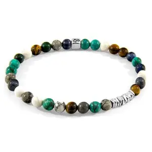 ANCHOR & CREW Multicoloured Multi-gem Atrato Silver & Stone Bracelet - Gray