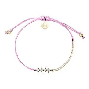 ADRIANA PAPPAS DESIGNS Cz Crystal Bar Bracelet On Colored Cord Orchid - Pink