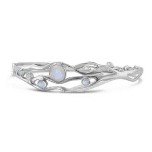 ISLA SILVER Sterling Moonstone Bangle - Silver