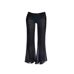 AMORTIZIA Arsenic Pants Sheer Flared Trousers - Black