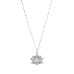 SEVEN SAINTS Sterling Rhodium-plated Lotus Necklace - Silver