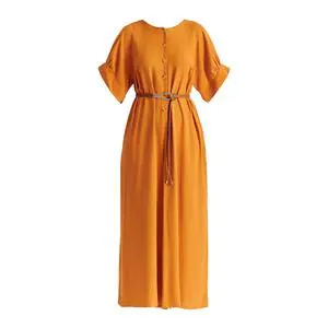 PAISIE Relaxed Fit Wide Leg Jumpsuit With Belt In Ochre - Yellow