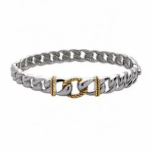 BELINDA JEWELZ Silver / Gold Mixed Metal Chain Bangle - Silver/gold
