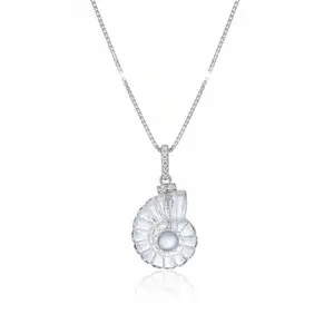 ORMIRO Seadream Crystal & Moonstone Conch Shell Pendant - Silver