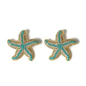 KYBELE STUDIO Starfish Earrings In Turquoise - Blue