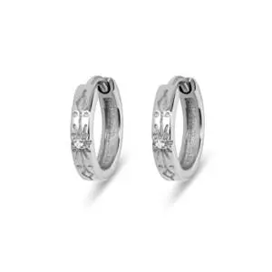 ZOHREH White Sapphire Starburst Huggie Hoop Earring Pair Sterling - Silver