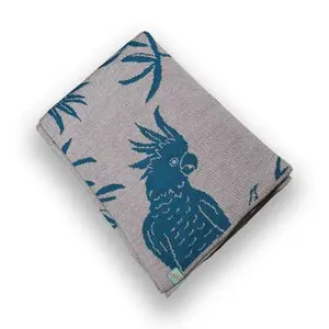 OTTO & SPIKE Neutrals Lightweight Wool Blankets Hello Cocky French Navy Medium - Blue