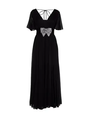 ROSE & NANCY Anais Embellished Bow Maxi Dress - Black