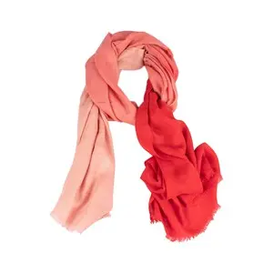 HERITAGEMODA Handwoven Coral Ombré Cashmere Scarf - Red