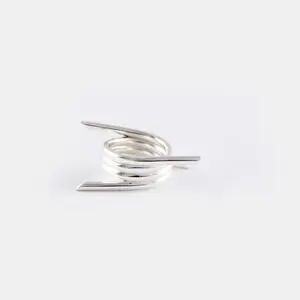 BORN IN EXILE Barbwire Brass Four Twist Ring - Silver
