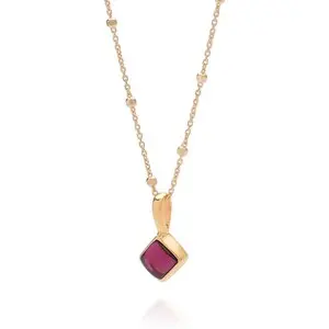 NELLOU JEWELLERY Gold Plated Sterling Silver Garnet Necklace - Red