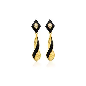 MILOU JEWELRY Milou Jewelry Gold Plated Brass And Enamel Infinity Drop Earrings With Zirconia Black