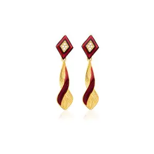 MILOU JEWELRY Gold Infinity Drop Earrings With Zircon - Red