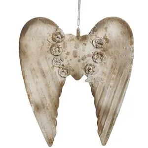 LILA RASA Vintage Angel Wings With Heart Wall Décor - Grey