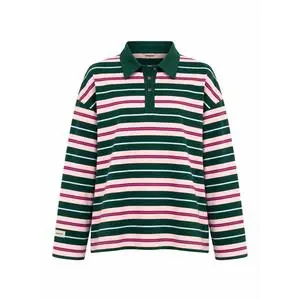 Mind Traveler Striped Long Sleeve Polo Shirt - Green