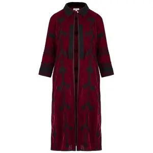 ANTRA DESIGNS Suki Burgundy Velvet Coat Dress - Red