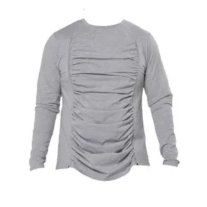 METAMORPHOZA Grey / Black ’s Long Sleeve Top With Front Drapings In Gray - Grey/black
