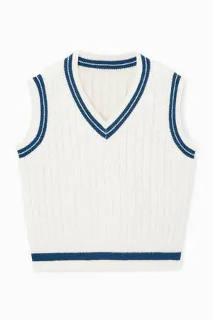 VICTORIA PAULSEN Blue / White Anne Sweater Vest White - Blue/white