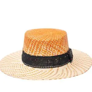 ORTUS Neutrals / Lulo Straw Boater Hat And Neutral - Orange