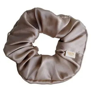 SAETA PARIS Neutrals / Silk Scrunchie Taupe Beige - Brown