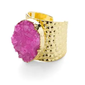 YAA YAA LONDON Bubble Gum Crystal Crush Semi-precious Statet Ring - Pink