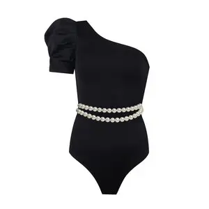 NUR KARAATA Marmi Pearl Swimsuit - Black