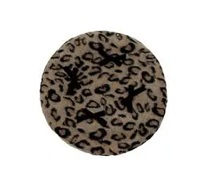 MISS CICCONI Frankie Leopard & Black Wool Beret Hat -with Adjustable Sizing & Faux Black Leather Rim - Brown