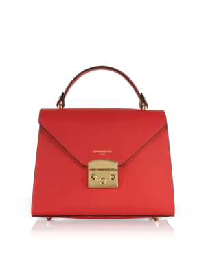 LE PARMENTIER Peggy Leather Top Handle Satchel Bag - Red