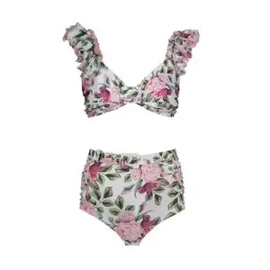 NUR KARAATA Calla Lily Rose Bikini Set - White