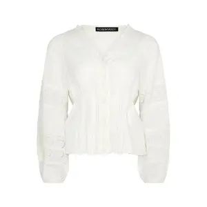 ROSE & NANCY Harri Cotton Heart Lace Blouse - White