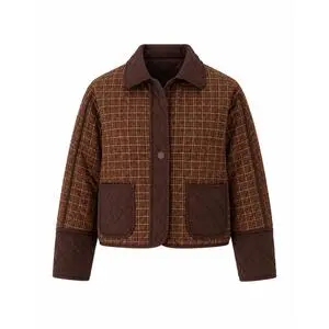 Mind Traveler Earth-tone Checked Organic Cotton Jacket - Brown