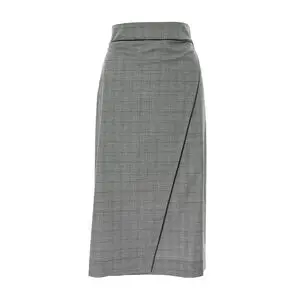 SILVIA SERBAN Checkered Side Over Side Skirt - Grey